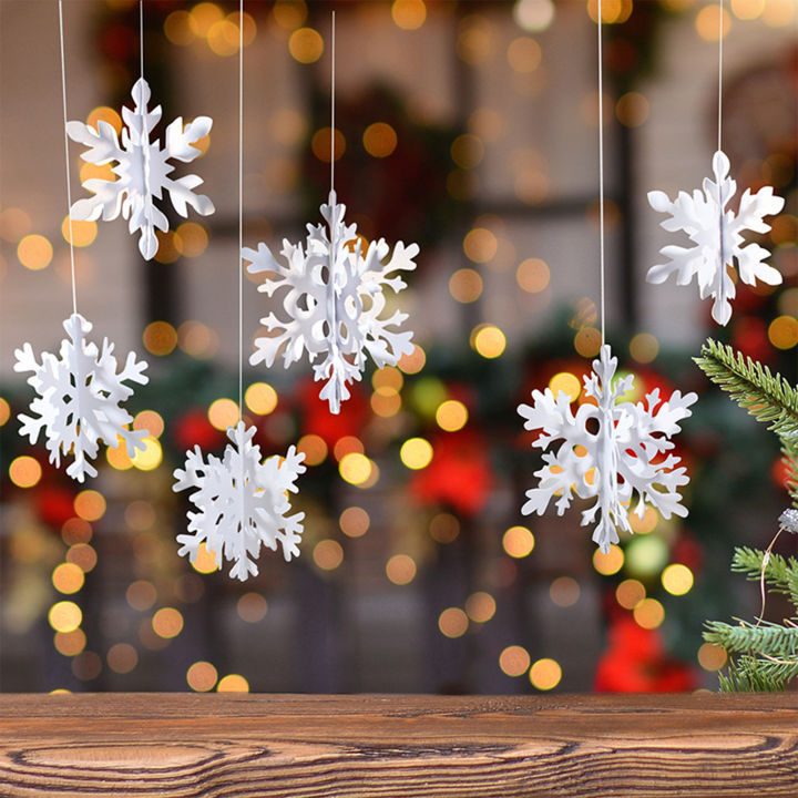 3D Paper Snowflake Ornament 10.5-15.5cm Christmas Tree Decor White ...