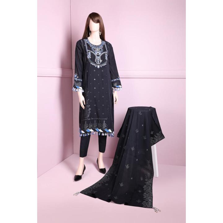 SAYA Jacquard Cotton 3 Piece Unstitched Collection: 100 Jacquard ...