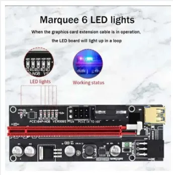 PCIE Riser 1X to 16X PC Graphics Extension Powered Riser Adapter Card ...