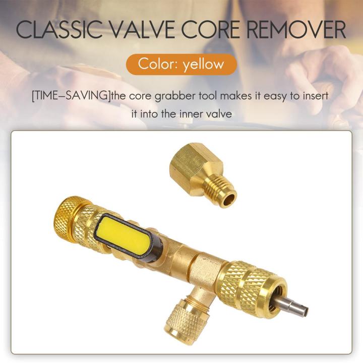 R410A R22 Valve Core Remover Installer Tool with Dual Size SAE 1/4 & 5/ ...