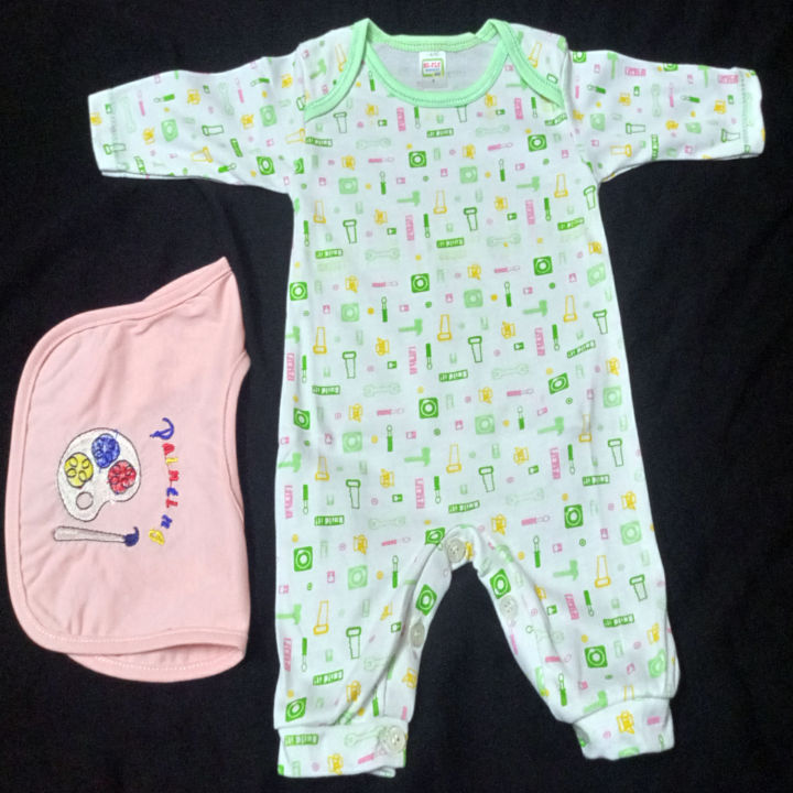 Fancy Stylish New Born Baba & Baby Body Suit with Bib Multicolor Art ...