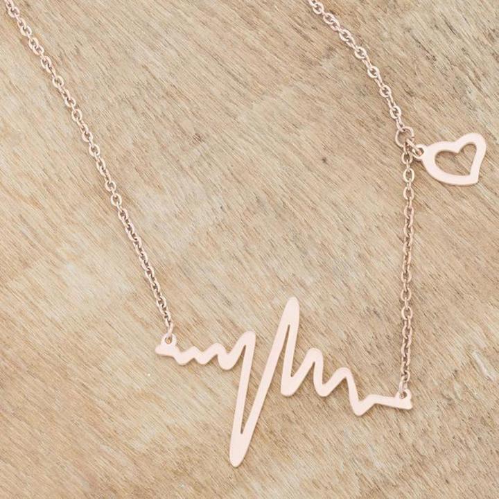 ECG Heart Necklace Clavicle Choker Pendant Necklaces Heartbeat Fashion ...