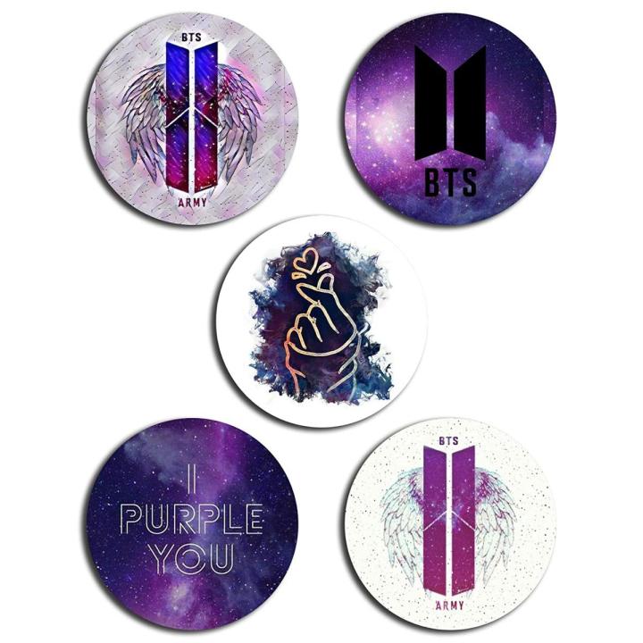 BTS Badges for Army Lovers Kpop Amazing bt21 Round Shape (Pack of 5 ...