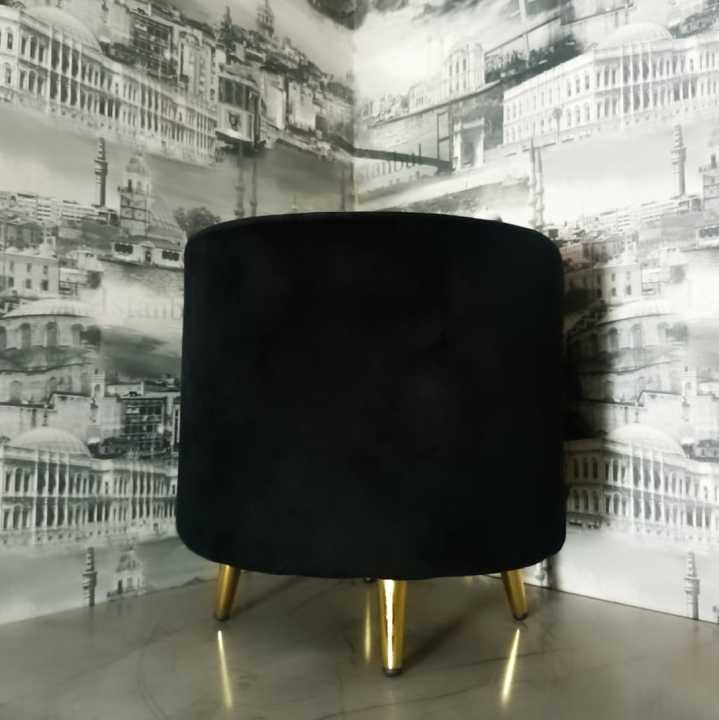 Luxury Round Velvet Ottoman Poufy Ottomans With Golden Steel Legs ...
