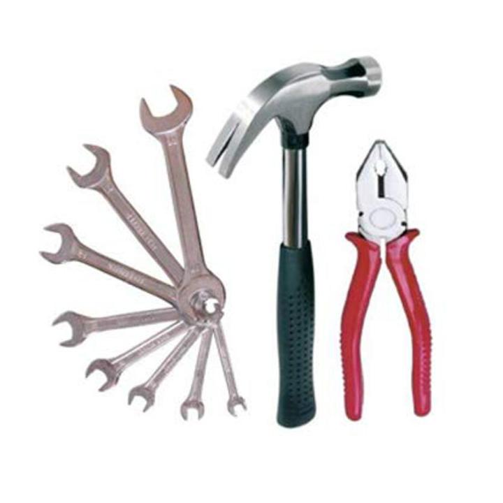 Hand Tool Kit (10 Tools) Iron Hammer,Combination Plier and 8pcs Double ...