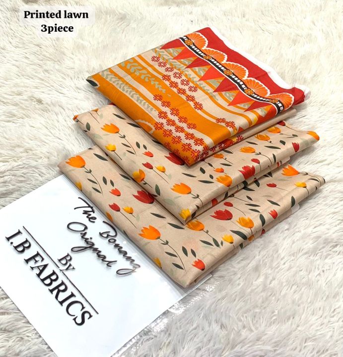Printed Lawn 3PC Unstitched Suit 🌸 | All-Over Print Shirt, Trouser ...