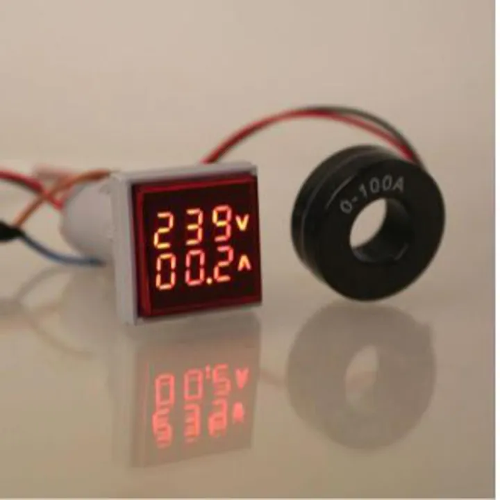 1 Pcs Square Digital Led Ac Voltmeter Ammeter 50 500v 100a 22mm Voltage And Current Meter Mini