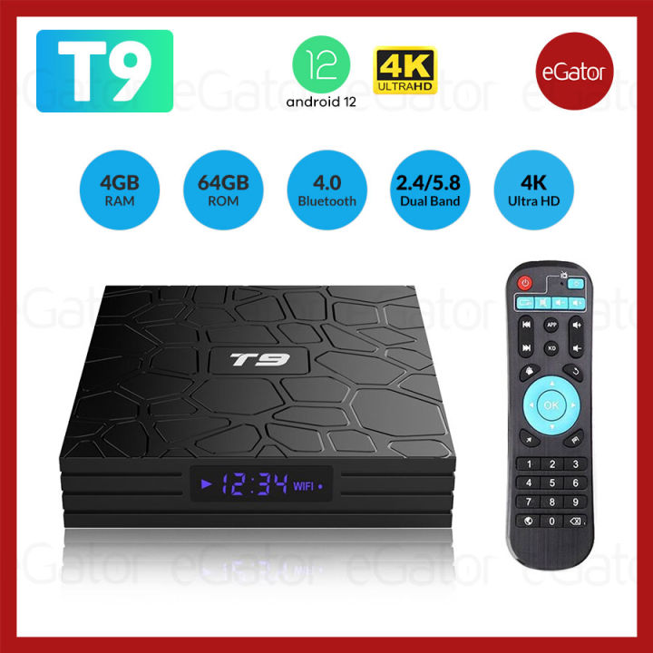 T9 | 4GB-64GB | Android 12 | 4K Resolution | Bluetooth | Android TV Box ...
