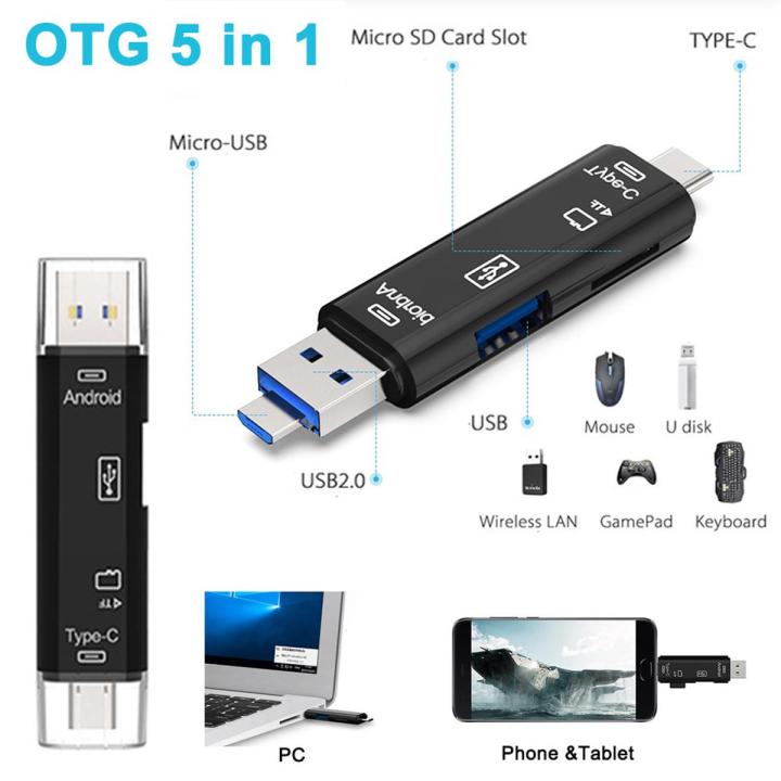 5 in 1 Multifunction OTG Card Reader USB Type C USB Micro USB TF SD ...