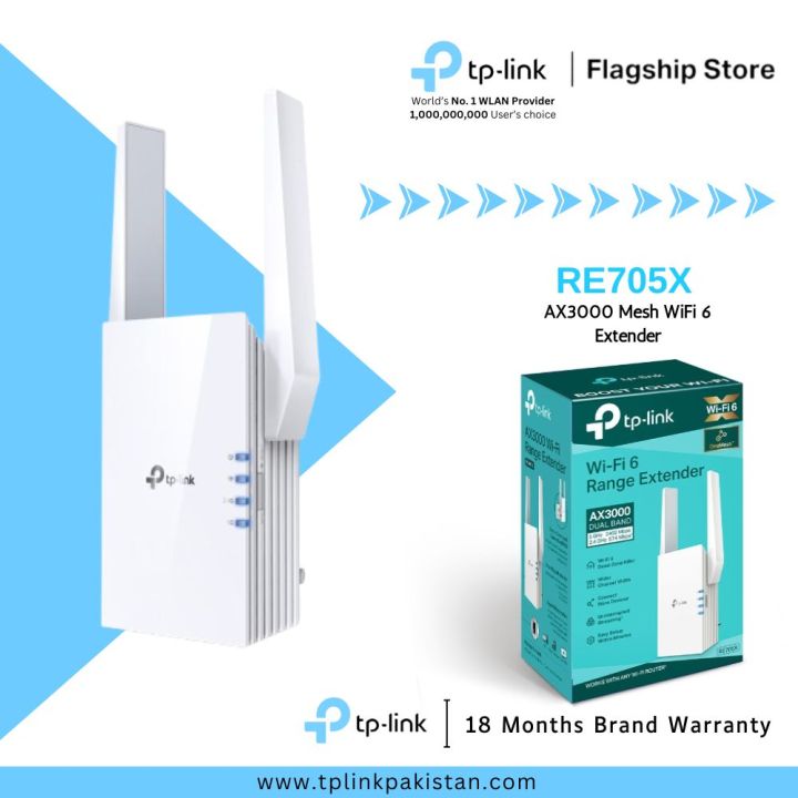 TP-Link Wi-Fi 6 Extender RE705X AX3000 Mesh WiFi 6 Range Extender- 18 ...