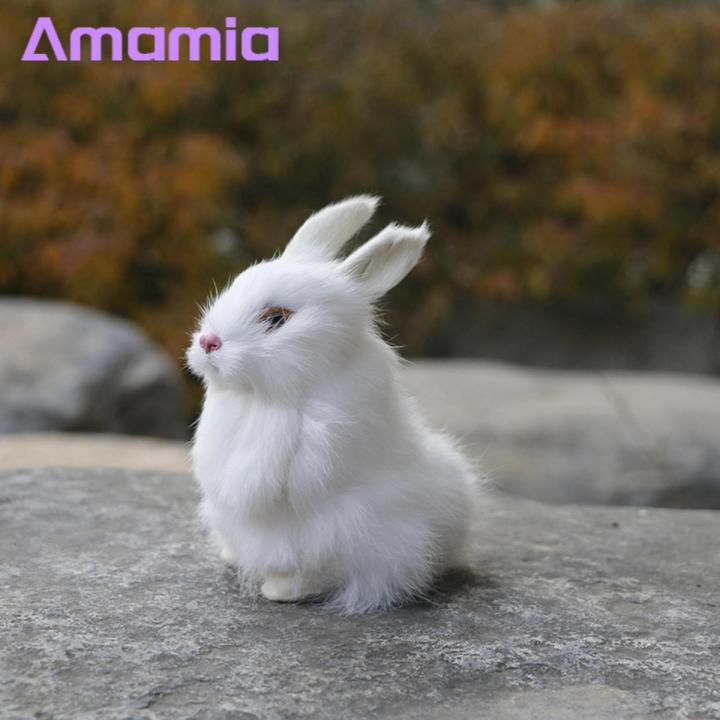 Amamia Bunny Statue Fluff Hair Animal Rabbit Toy Model | Daraz.pk