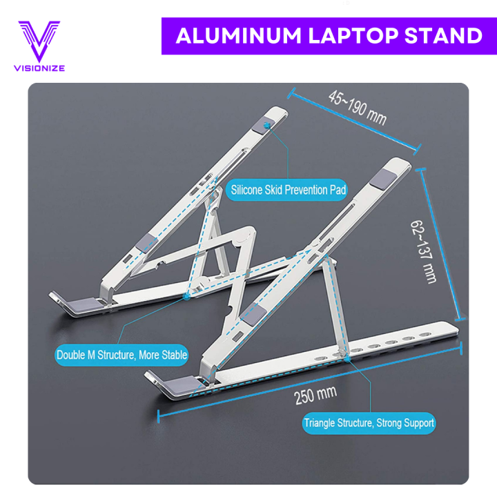 Aluminum Laptop Stand, 7 Adjustable Heights, Foldable & Lightweight ...