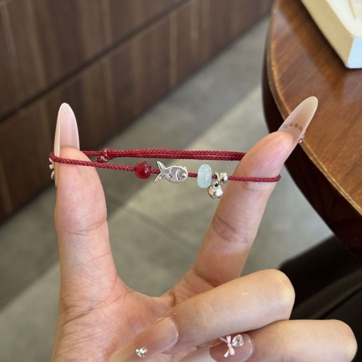 【On Sale】Fish Leaping Over Dragon Gate Red Rope Woven Bracelet Koi Best ...