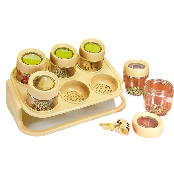 Masala Box Set for Kitchen 6 Compartment Spice Box | Food Grade Plastic ...