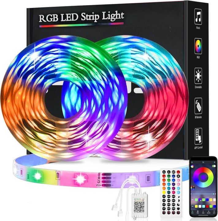 LED Strip Lights 40m,(130 Ft) RGB Music Sync Color Changing, Bluetooth ...