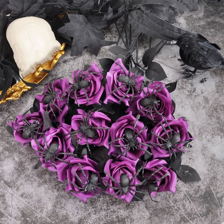 Photo Props 38cm Halloween Artificial Rose Gothic Realistic Spider Rose ...
