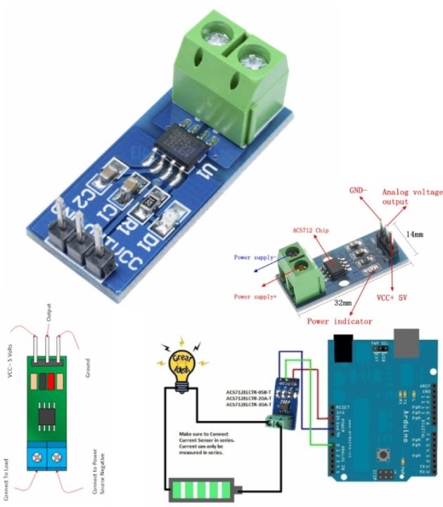 20A ACS712 Current Sensor AC DC Arduino 8051 | Daraz.pk