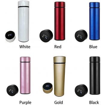 Customized LED Smart Water Bottle Digital Thermos 17oz With Temperature ...