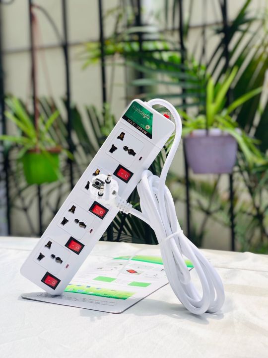 Woxsn Heavy Duty Extension Board – 3 Meter Copper Wire | 4 Universal Sockets | 10A Power Strip ...