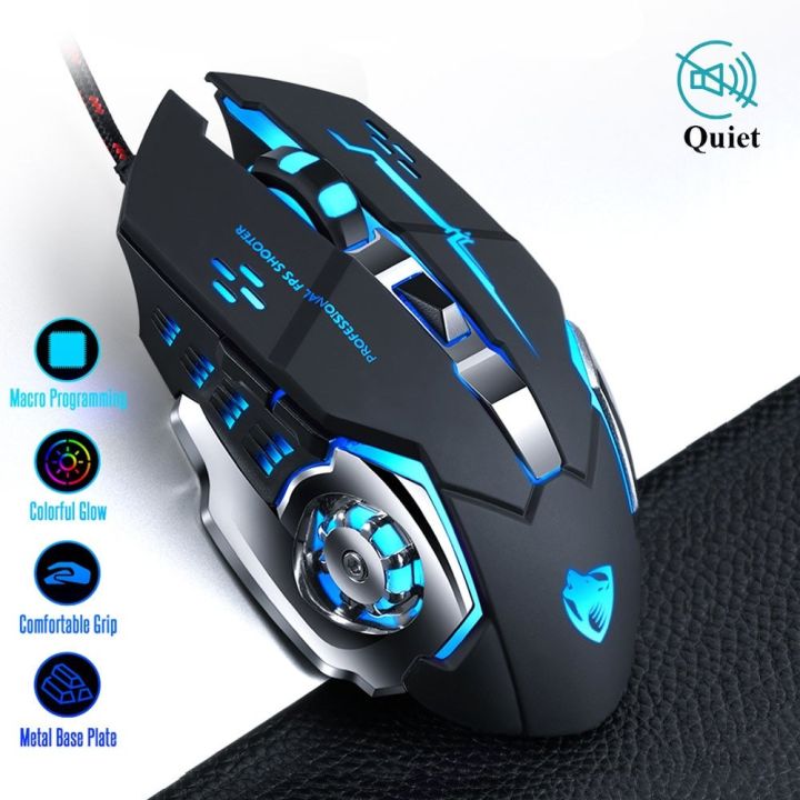 RGB LED Optical USB Wired Gaming Mouse 6 Buttons 3200 DPI Adjustable ...