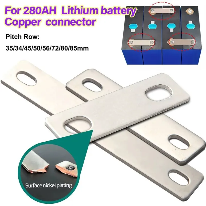 New M6 Bus Bars Connector Flat Nickel-plated Copper Battery Busbar Red ...