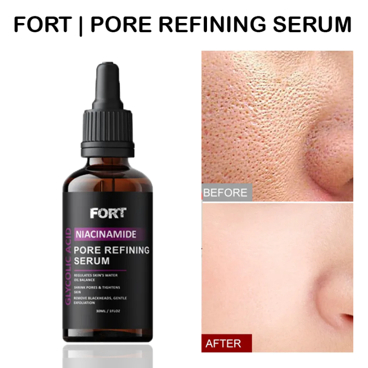 FORT PORE REFINING Serum Niacinamide & Glycolic Acid Serum for Glowing ...