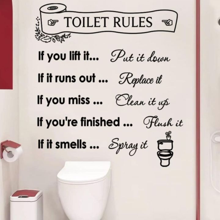 SmileArt Toilet Rules Wall Quotes Design Bathroom Rules Wall Decals ...