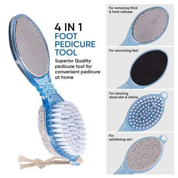 4-in-1 Multi-Use Pedicure Paddle Brush 4 Step Pedicure (Cleanse, Scrub ...