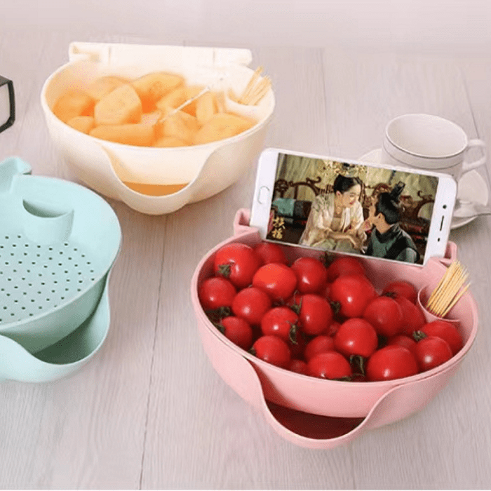 Snack tray Double-layer Draining Basket Kitchen Washing Rice Sieve ...