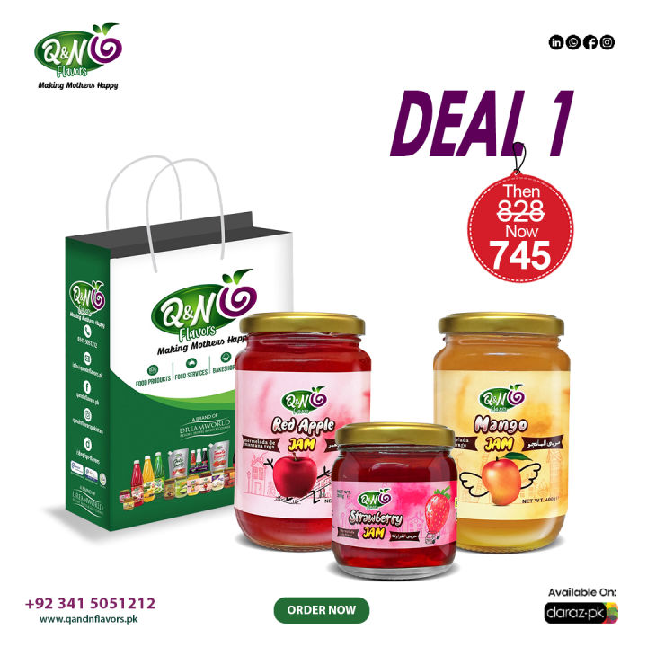 Q&N FLAVORS Red Apple Jam 400g / Mango Jam 400g / Strawberry Jam 200g ...