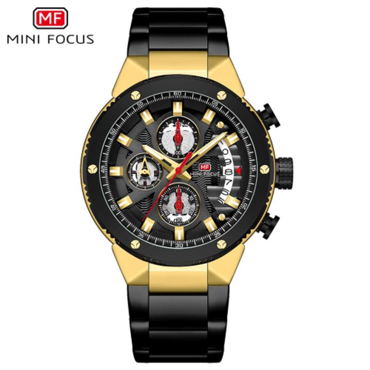 Mini Focus Black Stainless Steel Black Dial Chronograph Quartz Watch for Men - MF0397G-04 | Daraz.pk