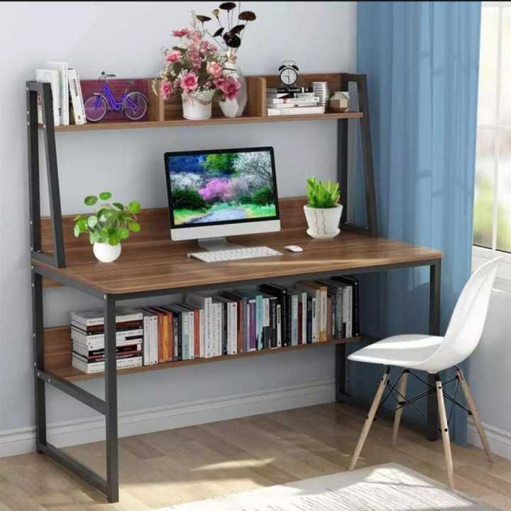 Multi-Functional Computer Desk Table with Hutch, Mental Frame Writing ...