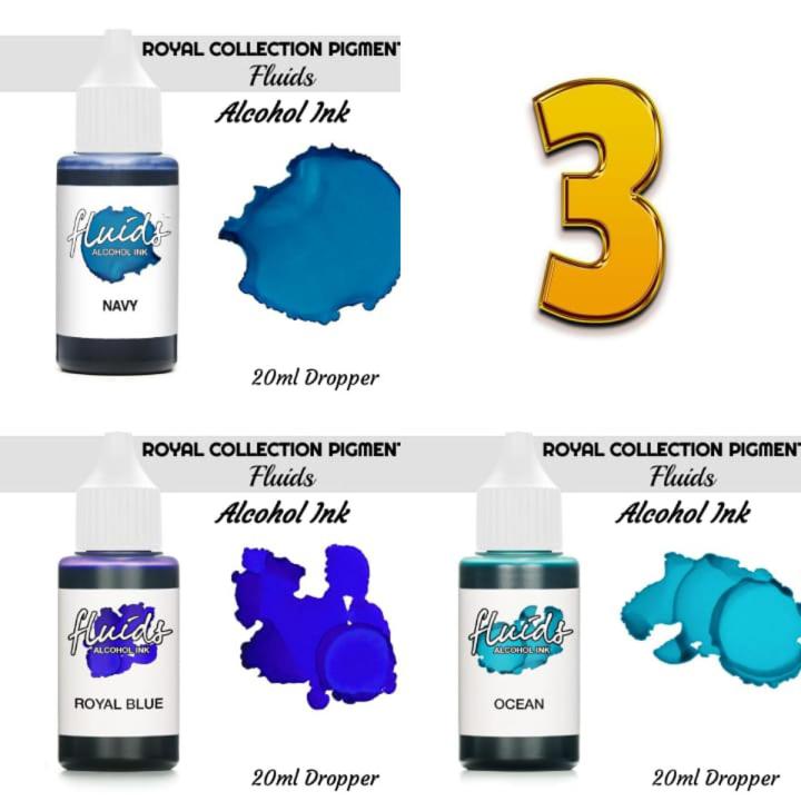 UMS Trader - Alcohol Ink Pack Of 3 Navy, Royal Blue and Ocean 20ml ...