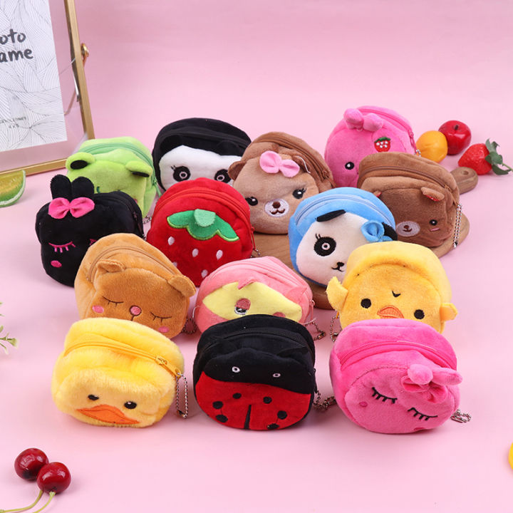 Coin Purse Cartoon Zipper Plush Three-dimensional Coin Purse Wallet Key ...
