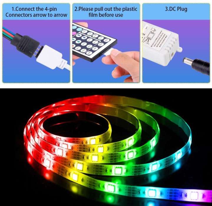 RGB LED Strip Light 5 Meter with Remote & Adapter – Multicolor ...