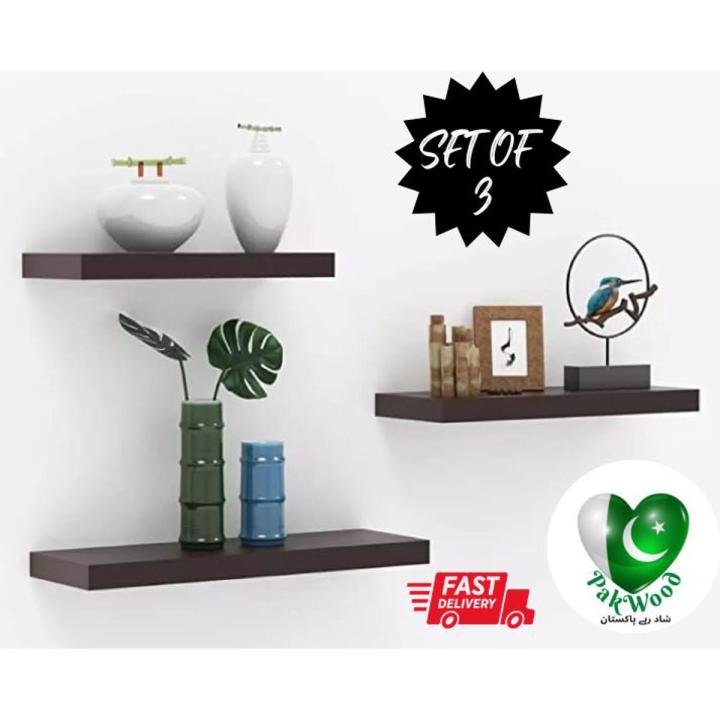 PAKWOOD Set Of 3 Large ( 20 inch x 5 inch) Cute Floating Wall Shelves ...