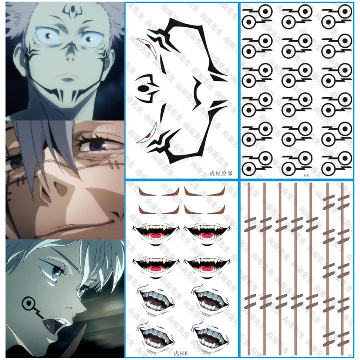 Japan Anime Jujutsu Kaisen Tattoo Sticker Inumaki Toge Cosplay Costumes ...