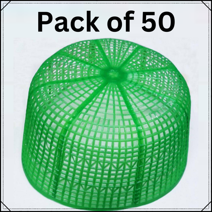 Pack Of 50 Plastic Prayer Cap Namaz Topi For Masjid Donation - Green ...