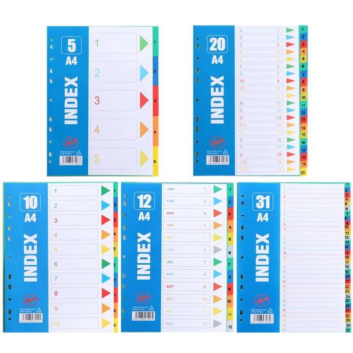 Multi-purpose 5/10/12/20/31Pages Index Separator Page Numbers A4 Size ...