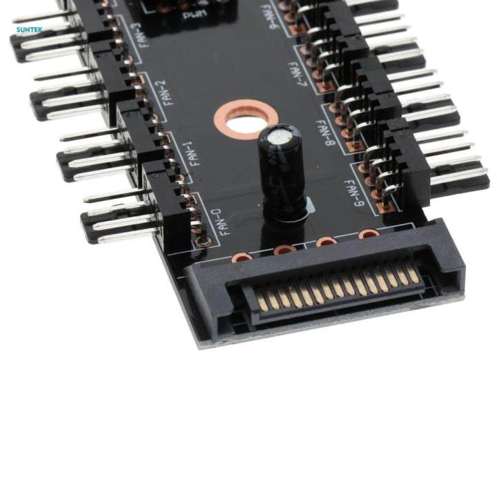 Power 10x SATA Computer PC Fan HUB PWM Cooling Fan Controller Splitter ...