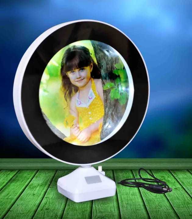 HMT Round Shape Magic Mirror Photo Frame with Cable for Home Decor ...