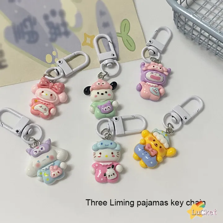 【LUCKET】Cute Pajamas Sanrio Key Chain Cartoon Girl Heart Bag Pendant ...