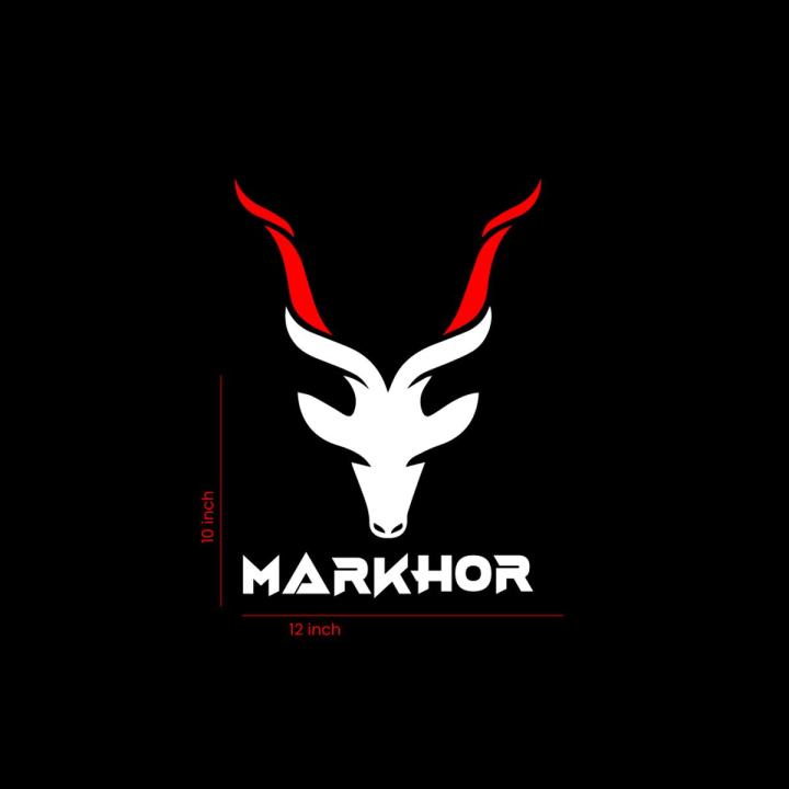 Markhor sticker for car back mirror (12x10 inch) White & Red color ...