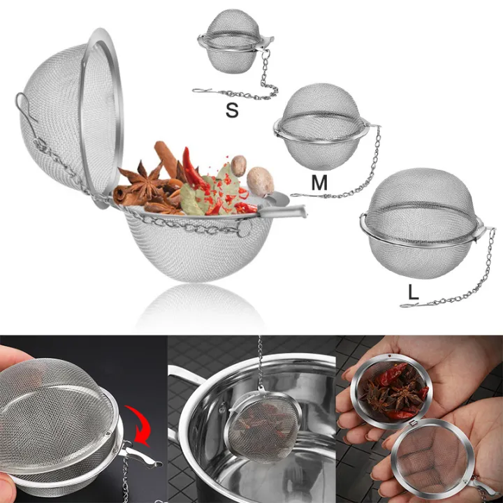 Stainless Tea Infuser Sphere Locking Spice Tea Ball Strainer MeshTea ...