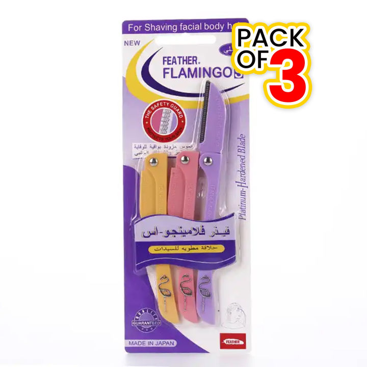 Pack of 3 Feather Flamingo Facial Touch-Up Razors | Gentle & Precise ...