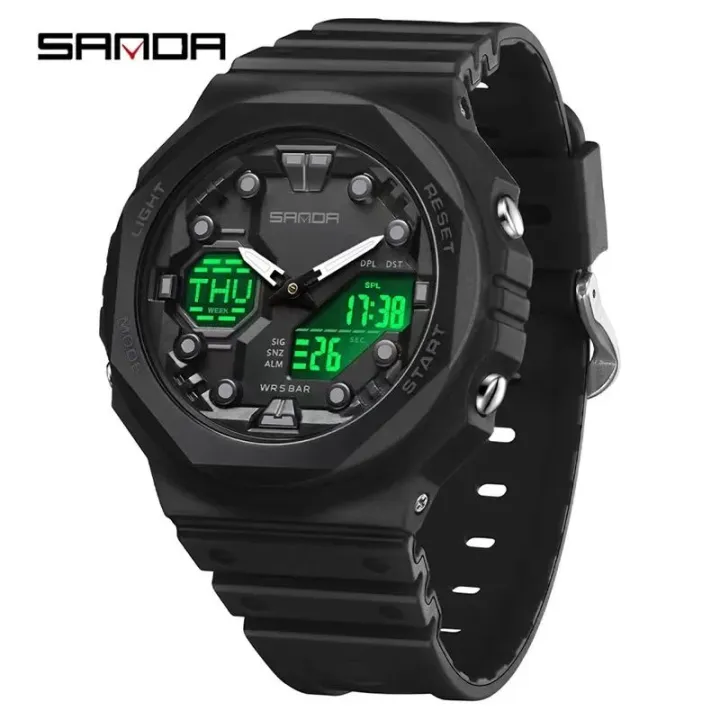 SANDA Dual Time Digital Sports Watch | Dual Time Display | PVC Strap ...