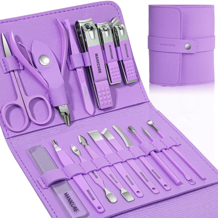 16 pcs Manicure Set Professional Nail Clippers Pedicure Kit, Stainless ...