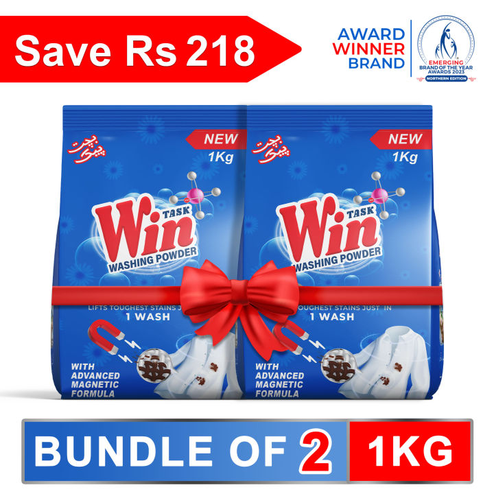 Win Task Detergent Washing Powder - Bundle of 2 - 1KG Pack | Daraz.pk