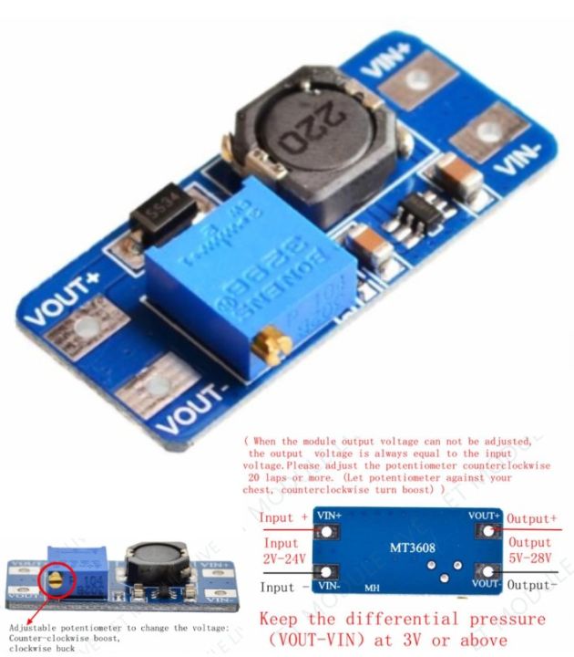 MT3608 DC-DC Voltage Step Up Adjustable Booster | Daraz.pk