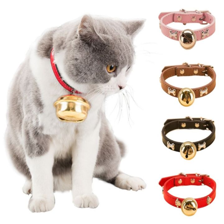 Dog Bell Chain PU Cat Paw Print Bell Collar Adjustable with Bell Dog ...